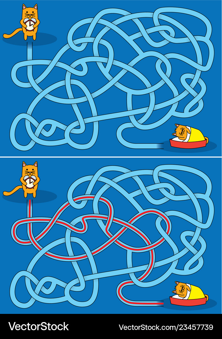 Little cats maze Royalty Free Vector Image - VectorStock