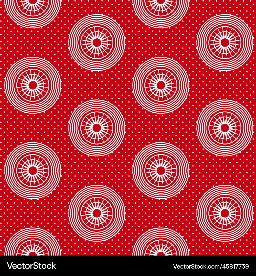 Shweshwe red white circle Royalty Free Vector Image