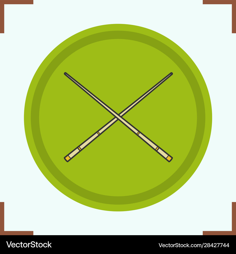 Crossed billiard cues color icon Royalty Free Vector Image