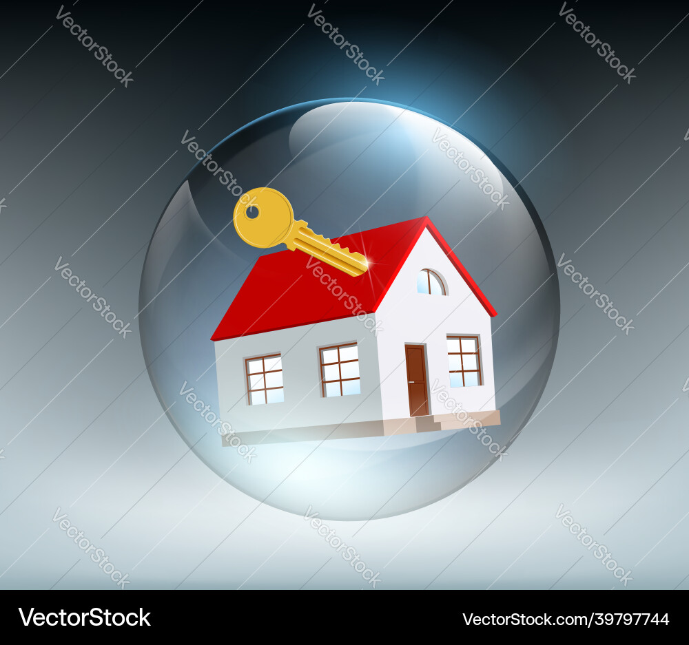House with a key in a soap bubble Royalty Free Vector Image