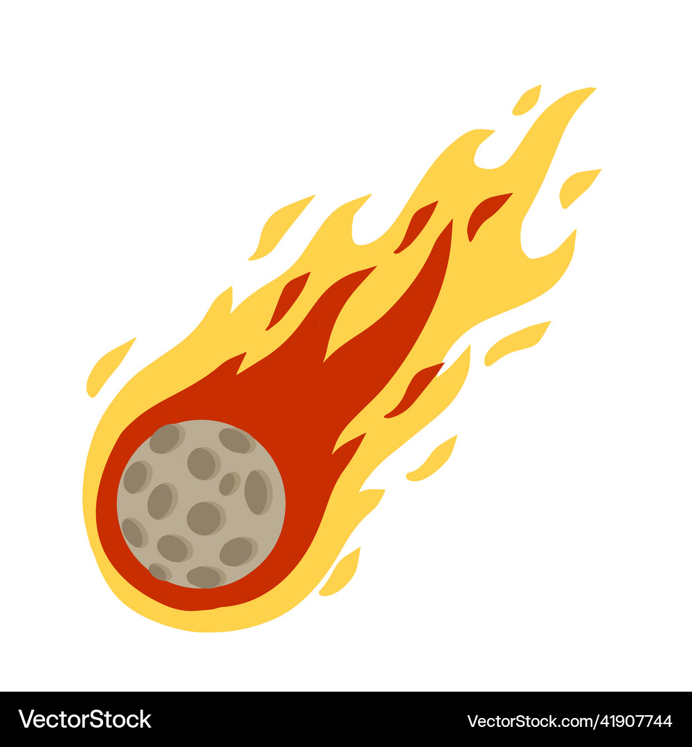 Meteor with trail of fire Royalty Free Vector Image