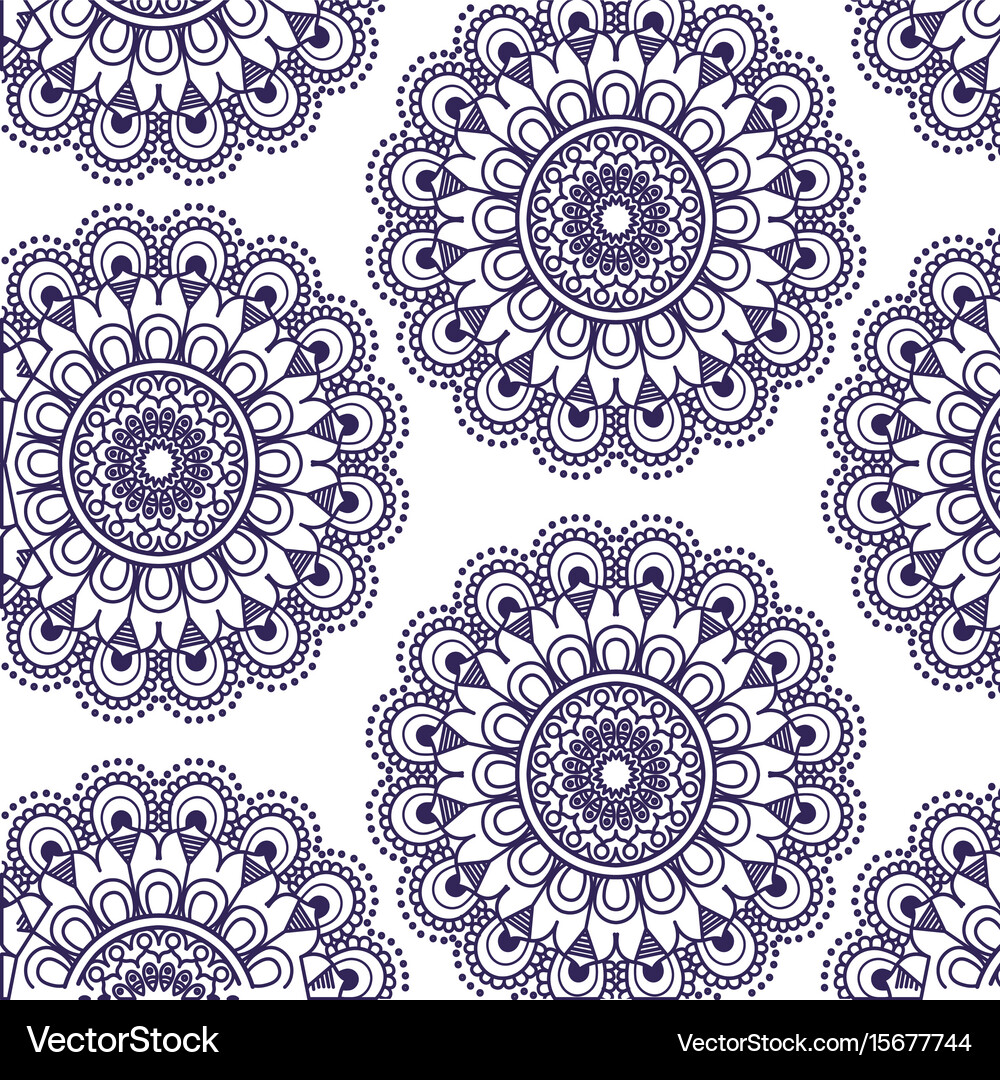 Pattern dark blue flower mandala vintage Vector Image