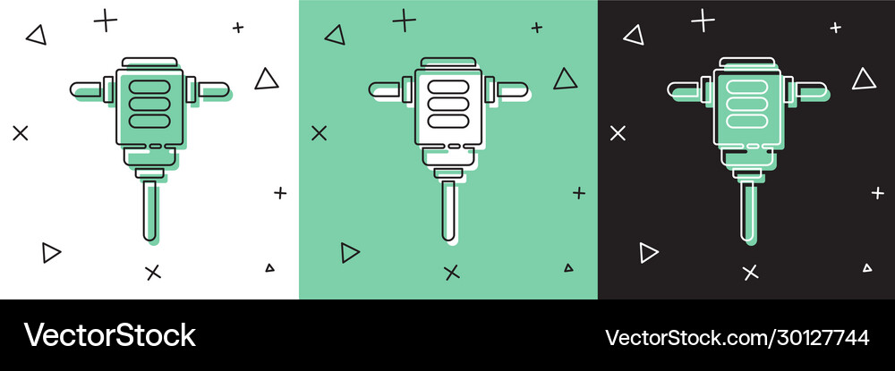 Set electric rotary hammer drill machine icon Vector Image