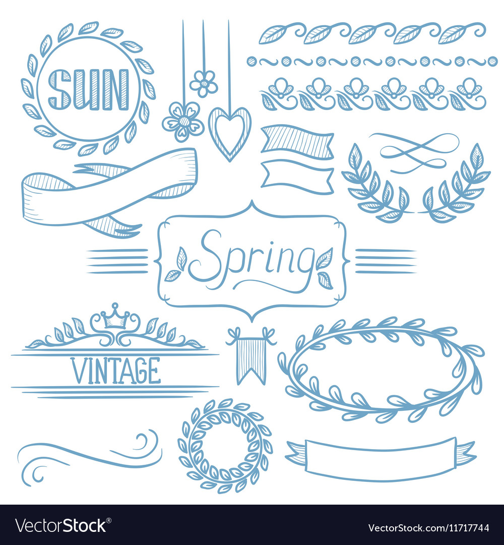 Set of spring ribbons and elements Royalty Free Vector Image