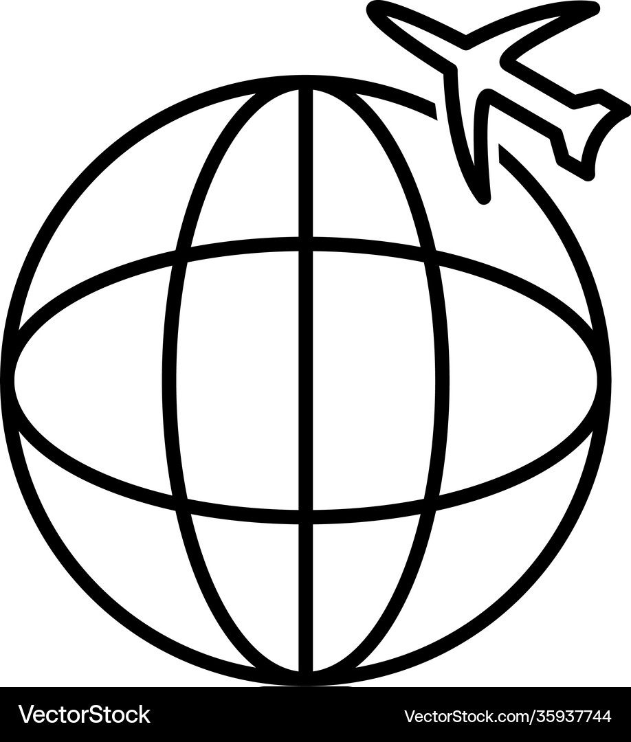 Unique international flights line icon Royalty Free Vector