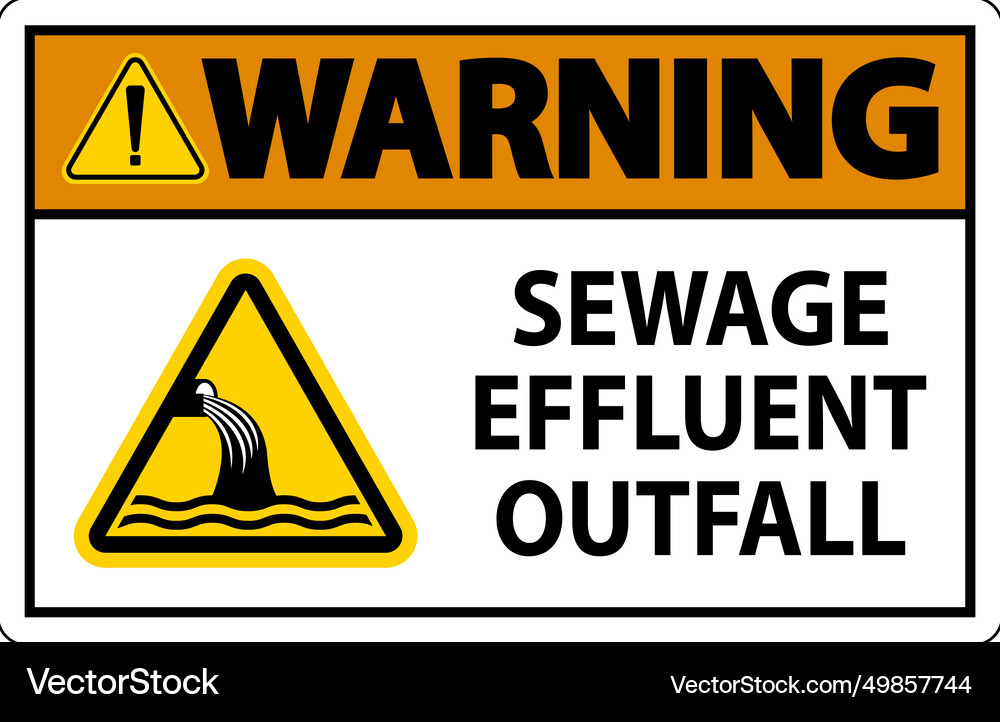 Water safety sign warning - sewage effluent Vector Image