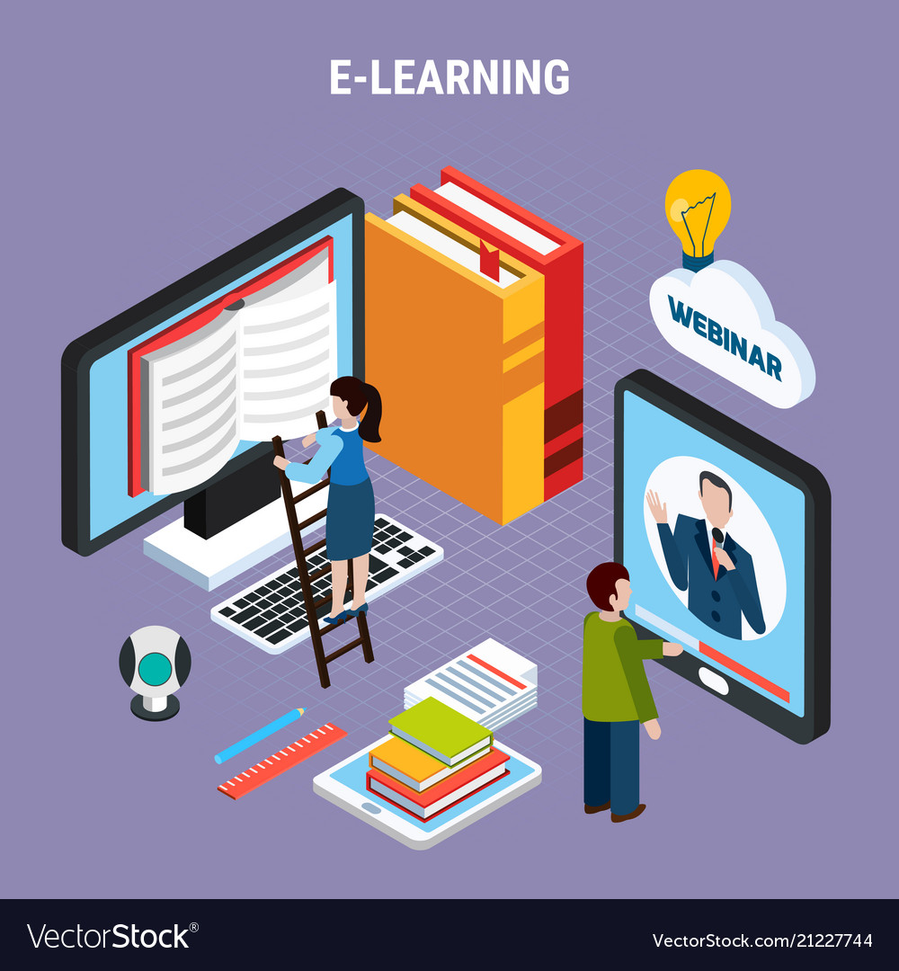 Webinar isometric colored composition Royalty Free Vector