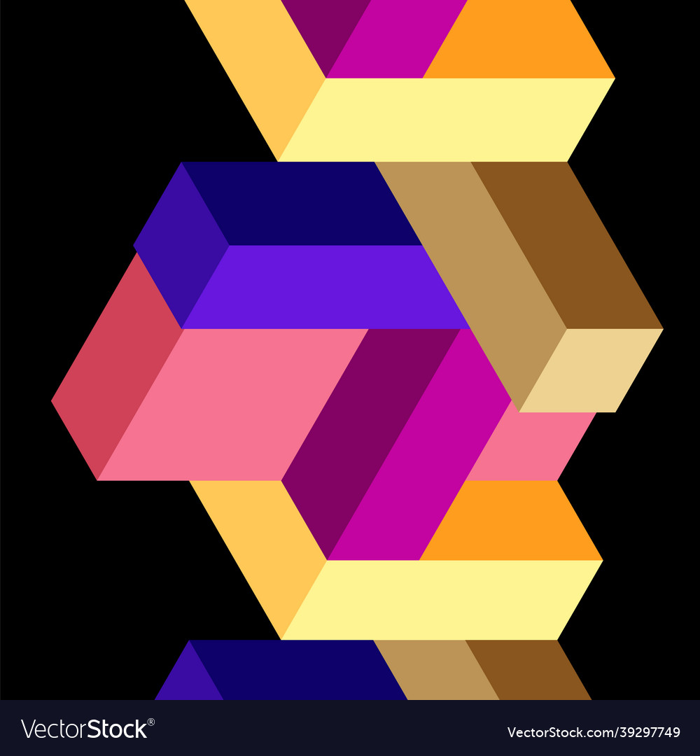 Abstract Background 3d Cubes Cubic Elements Vector Image