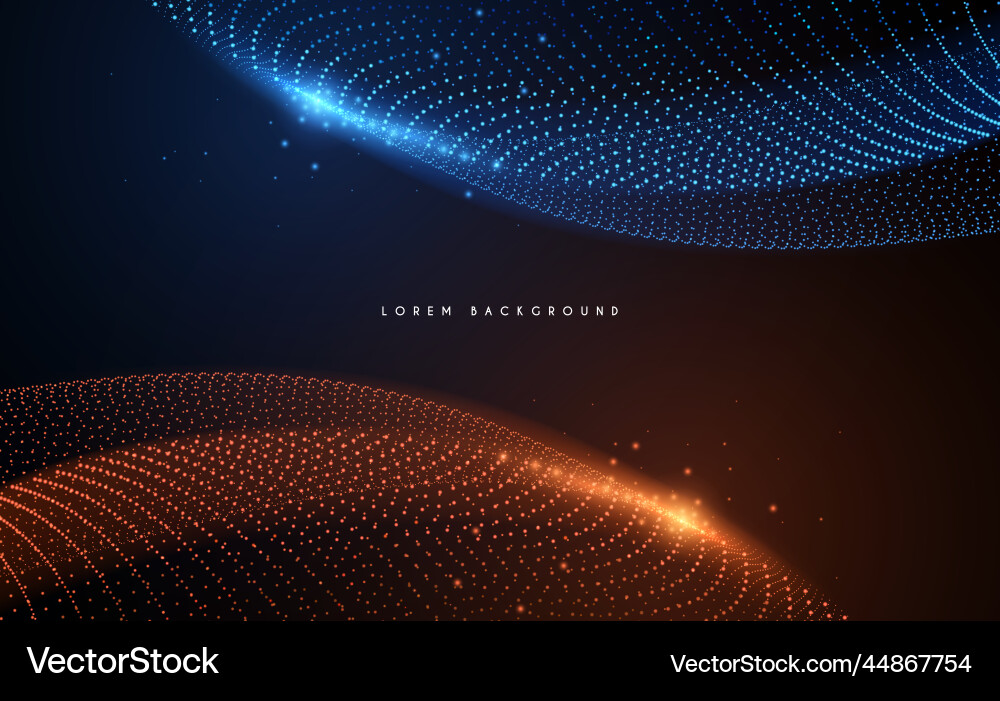 Abstract blue and orange light dots background Vector Image