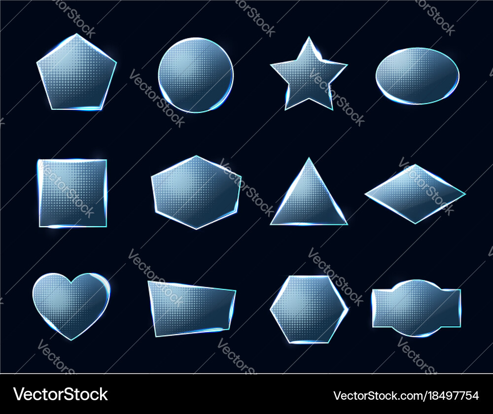 Blue glowing glass plates set textured frames Vector Image