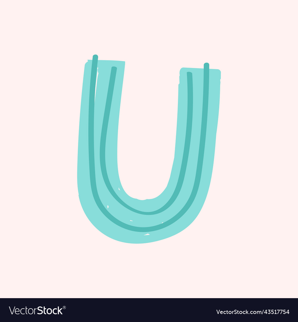 U letter doodle typography font Royalty Free Vector Image