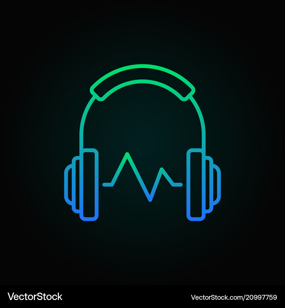 Headphone with sound wave colored linear Vector Image