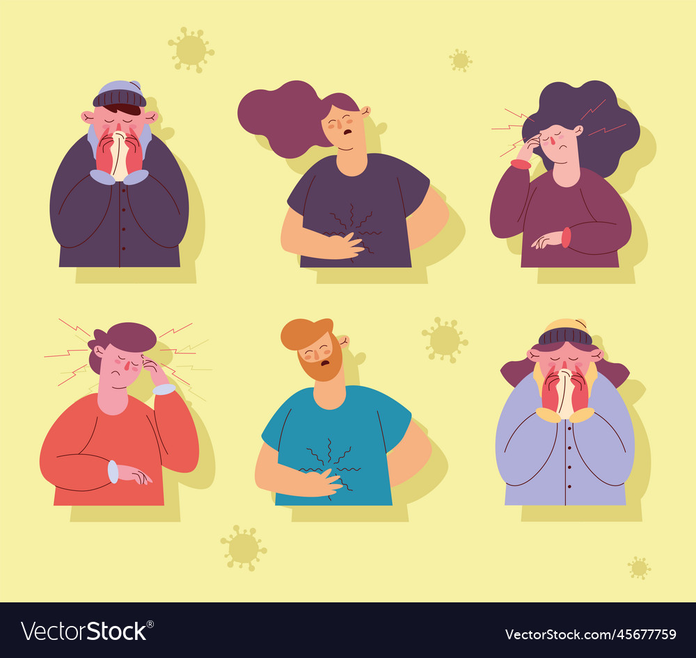 Six persons sick Royalty Free Vector Image - VectorStock
