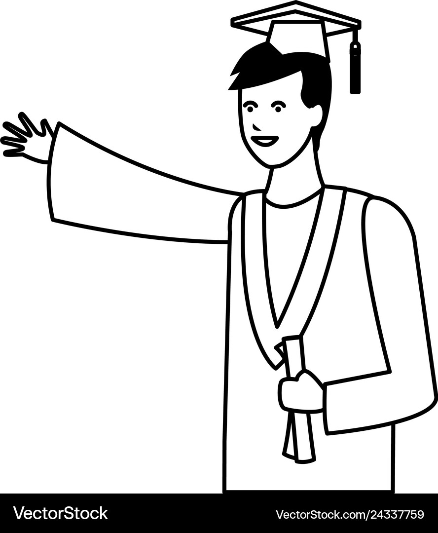 Student with graduation gown and hat Royalty Free Vector