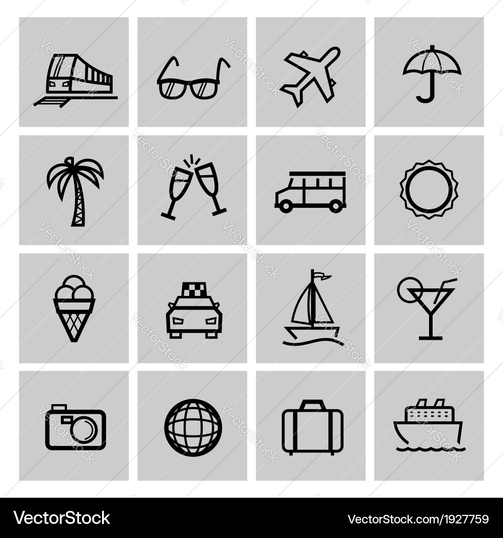 Tourism set icons Royalty Free Vector Image - VectorStock