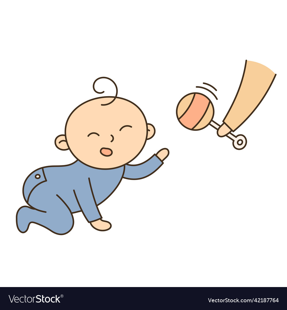 Baby crawling hand drawn kid and family doodle Vector Image