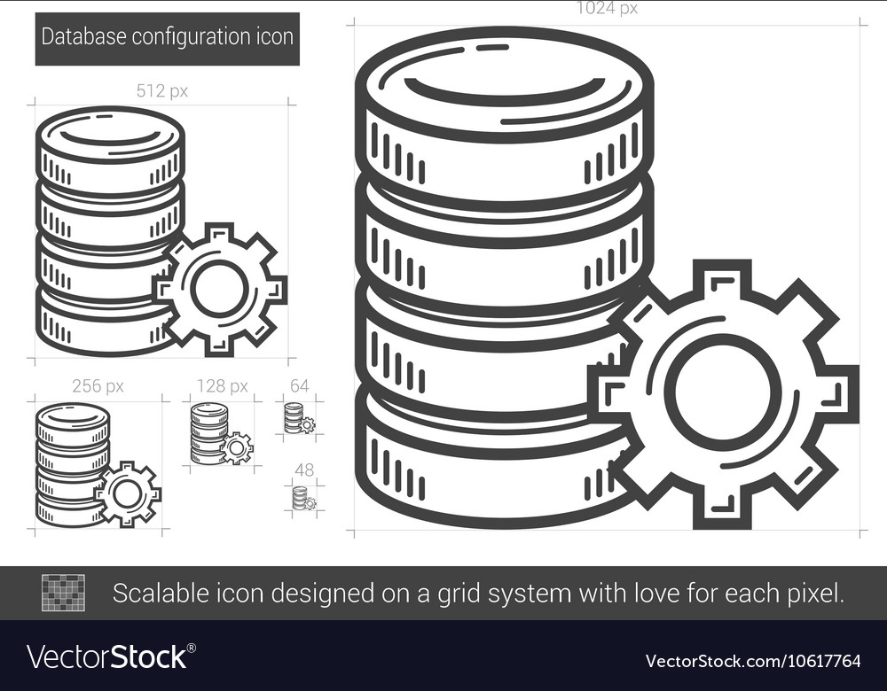 Database configuration line icon Royalty Free Vector Image