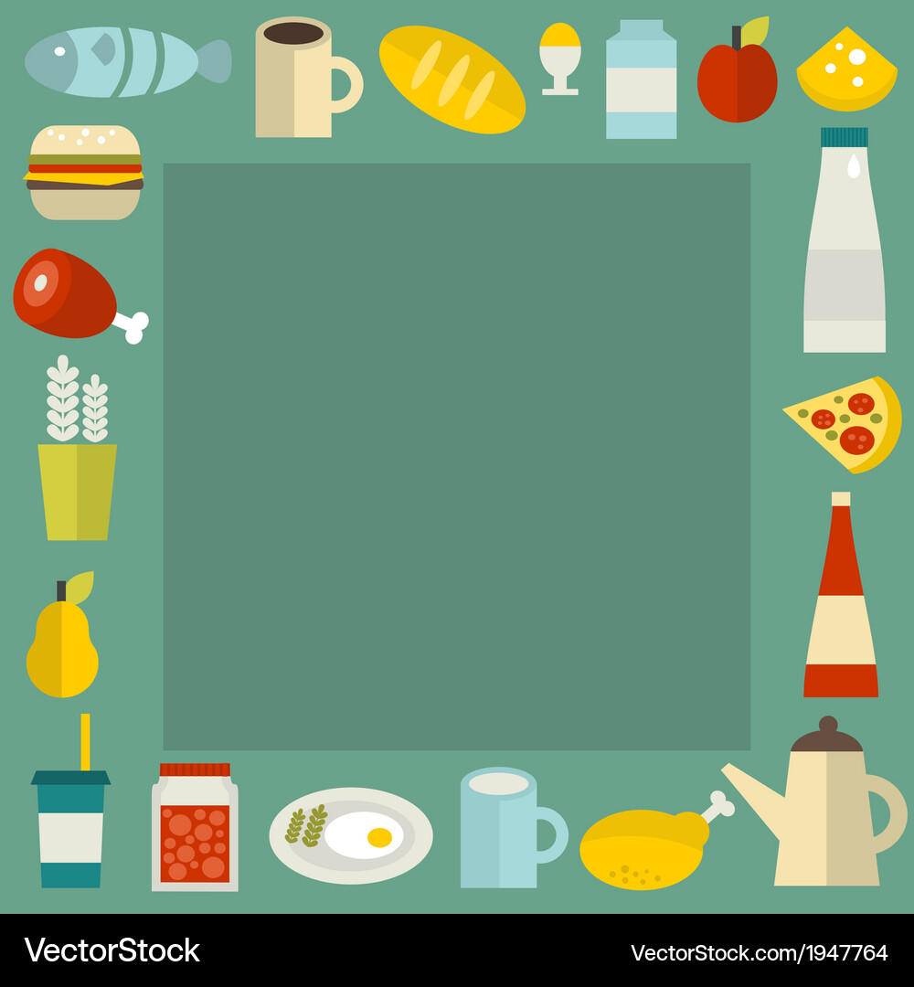 Food Frame with Various Items Royalty Free Vector Image