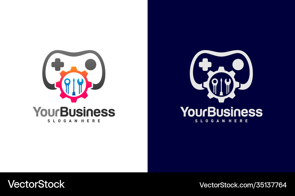 Game mechanic logo template creative Royalty Free Vector
