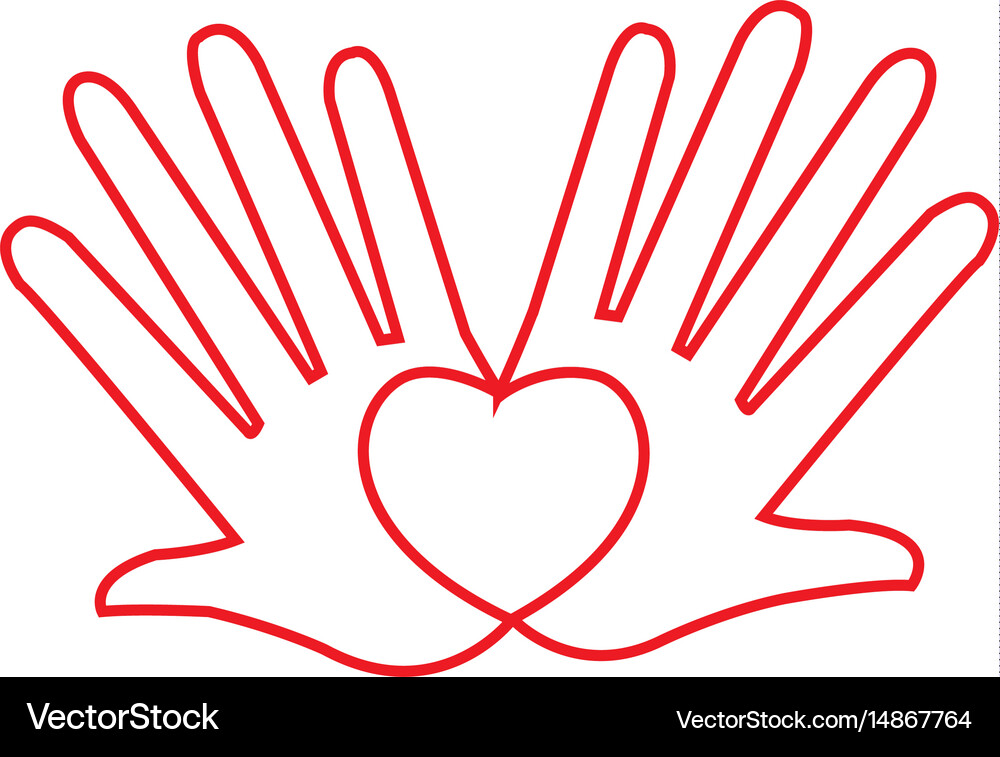 Hands love heart romantic linear concept Vector Image