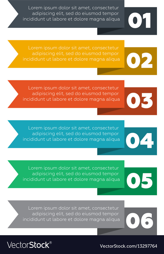 Infographics elements six steps process Royalty Free Vector