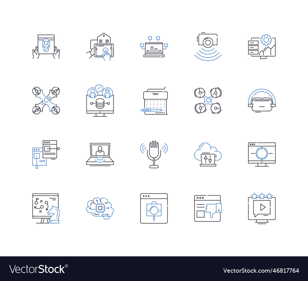 Information data line icons collection analytics Vector Image Information data line icons collection analytics Vector Image