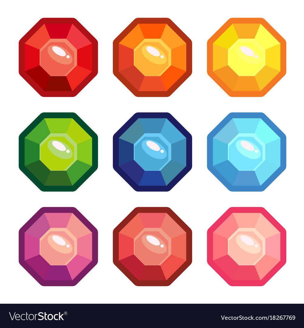 A set of gemstones in the shape of an octagon Vector Image