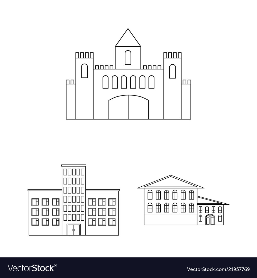 Building and architecture outline icons in set Vector Image