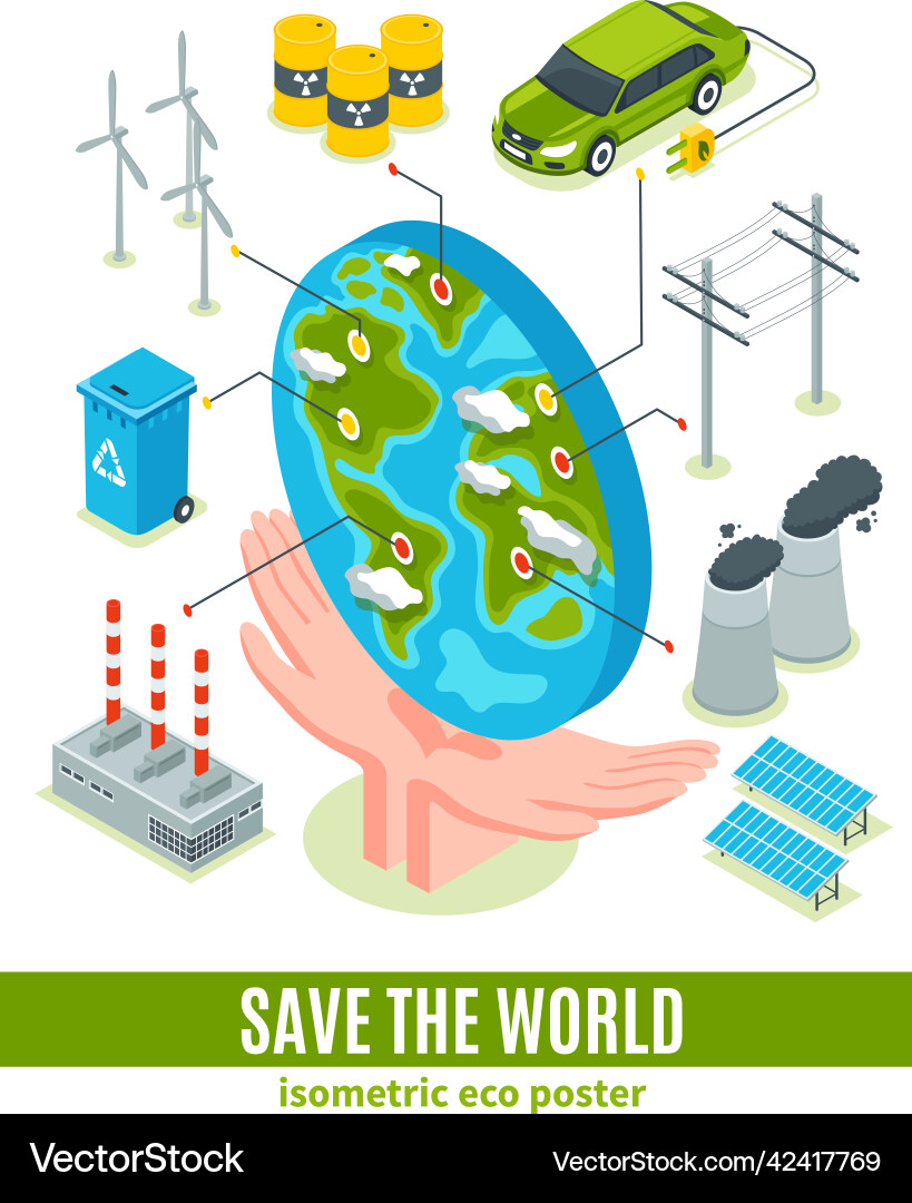 Isometric eco flowchart poster Royalty Free Vector Image