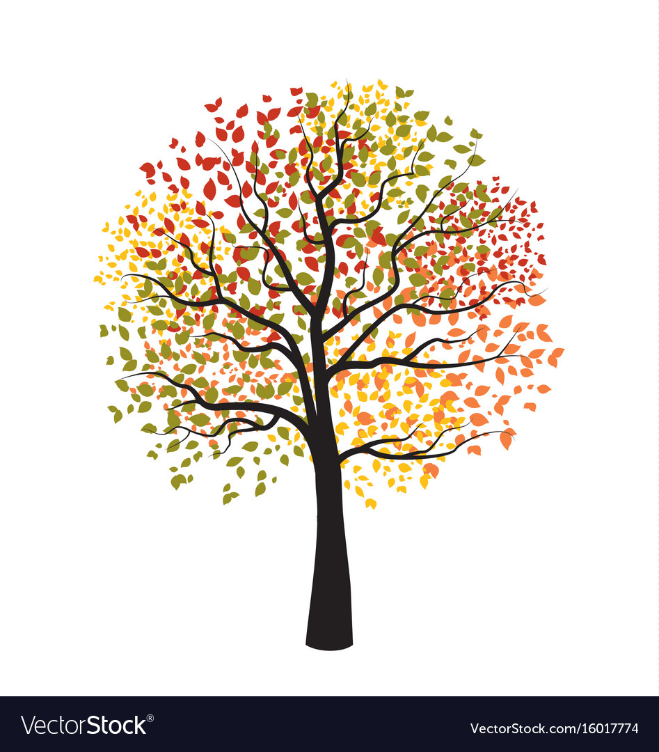 Autumn tree with falling leaves Royalty Free Vector Image