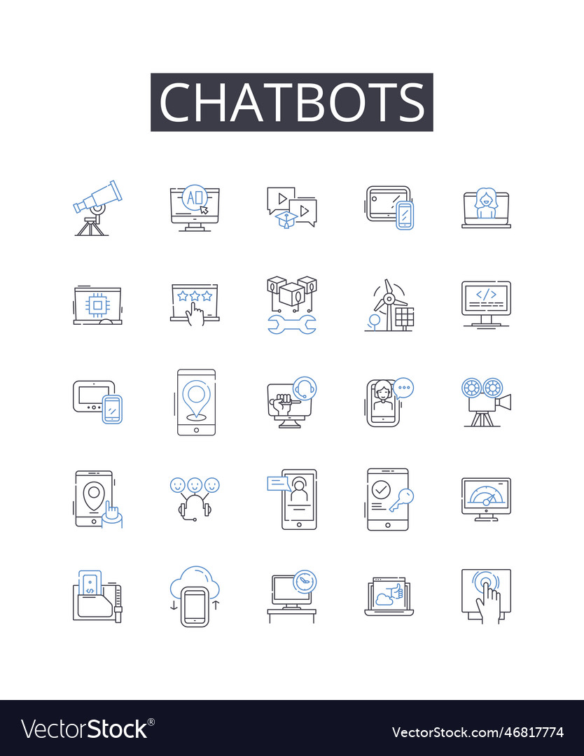 Chatbots line icons collection evaluate Royalty Free Vector Chatbots line icons collection evaluate Royalty Free Vector