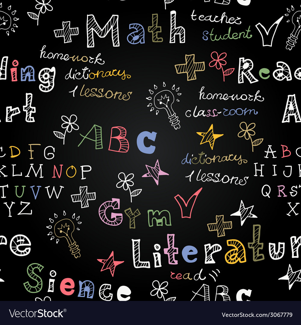Chalkboard school seamless pattern Royalty Free Vector Image