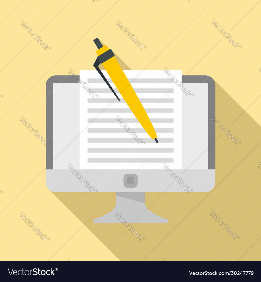 Computer editor icon flat style Royalty Free Vector Image