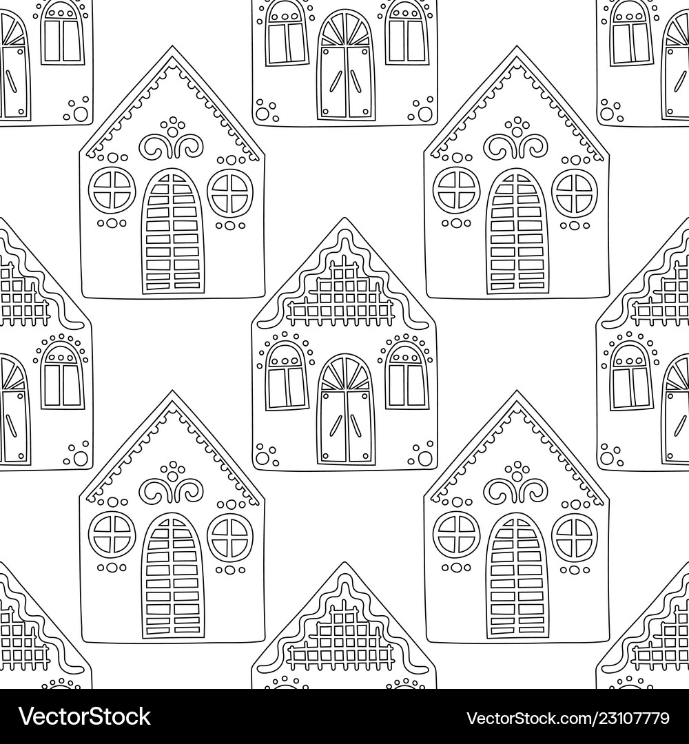 Gingerbread black and white Royalty Free Vector Image