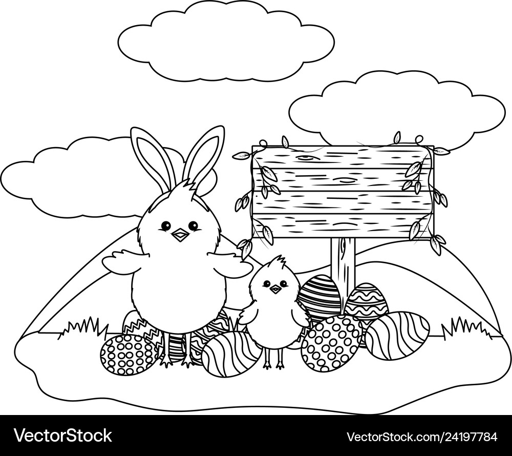 Chick with bunny ears Royalty Free Vector Image