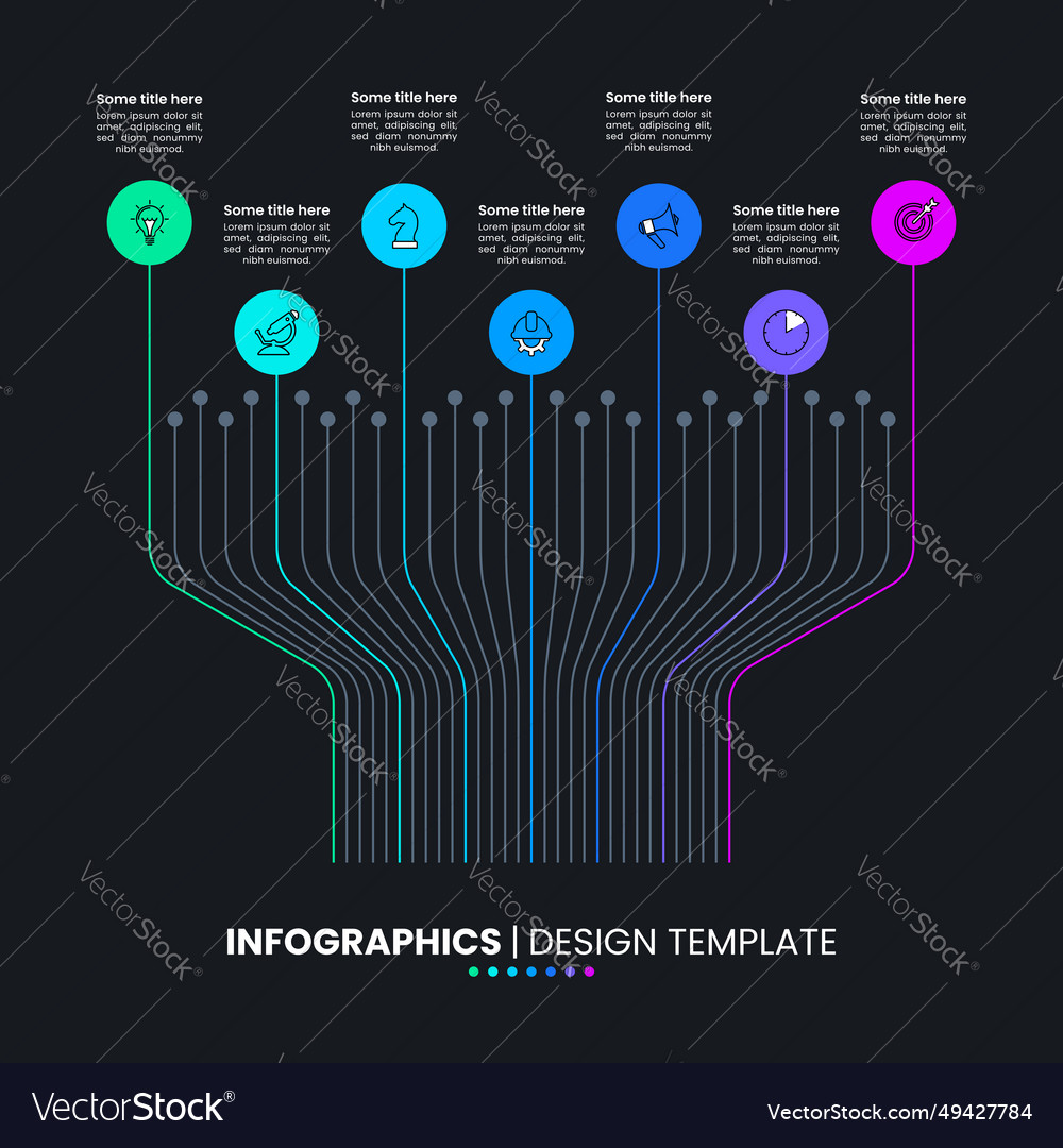 Infographic template tech tree with 7 steps Vector Image