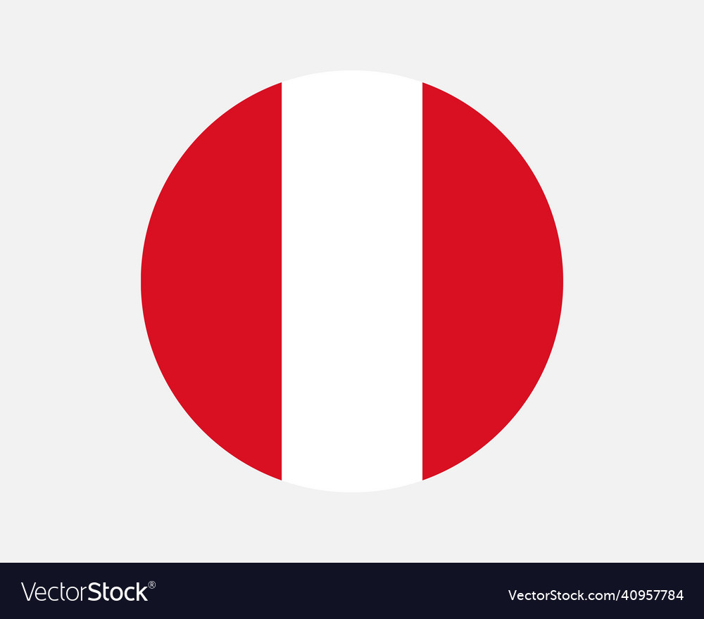 Peru peruvian round circle country banner flag Vector Image