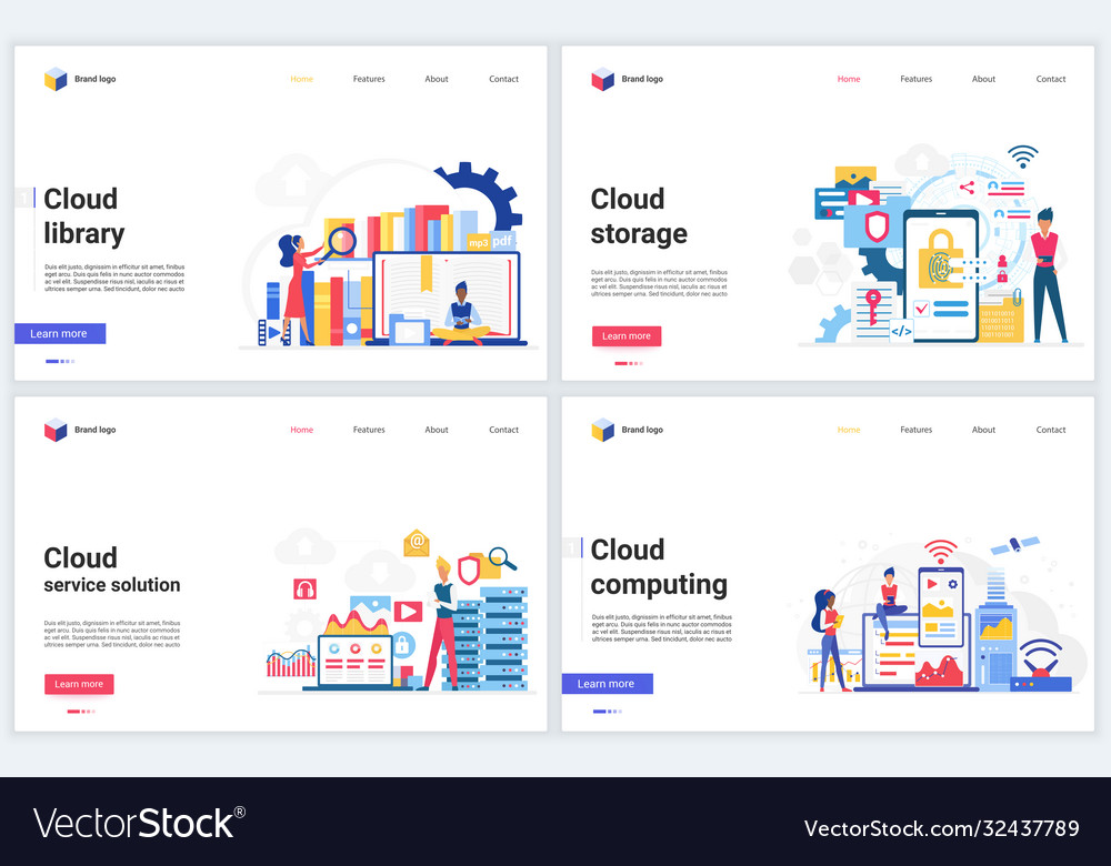 Cloud computing service data online library Vector Image