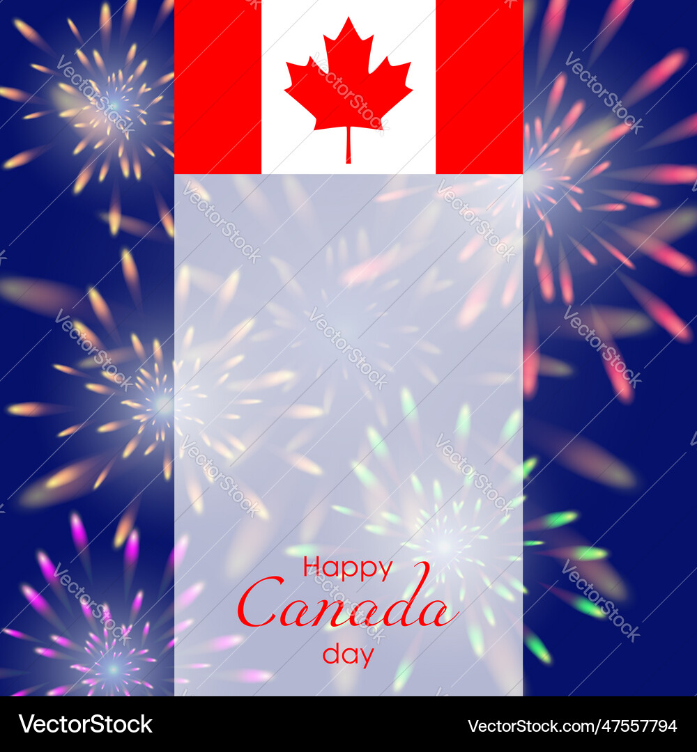Canada day banner with flag and fireworks Vector Image
