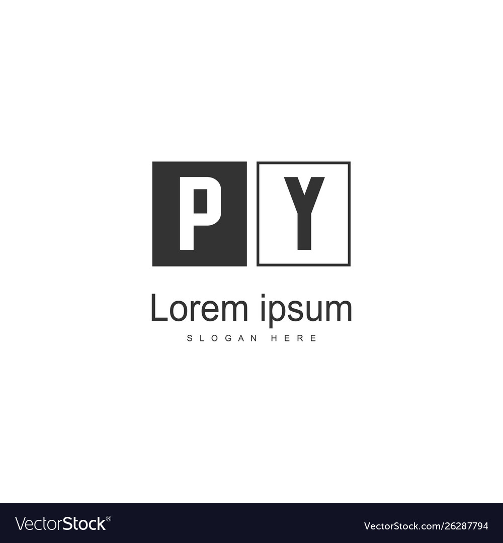 Initial py logo template with modern frame Vector Image