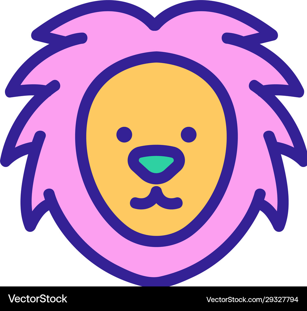 Lion icon isolated contour symbol Royalty Free Vector Image