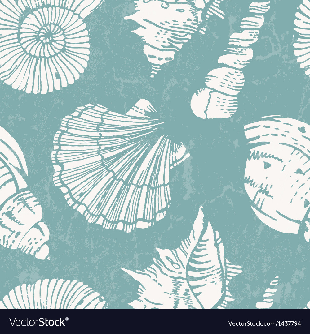 Pattern with sea shells Royalty Free Vector Image