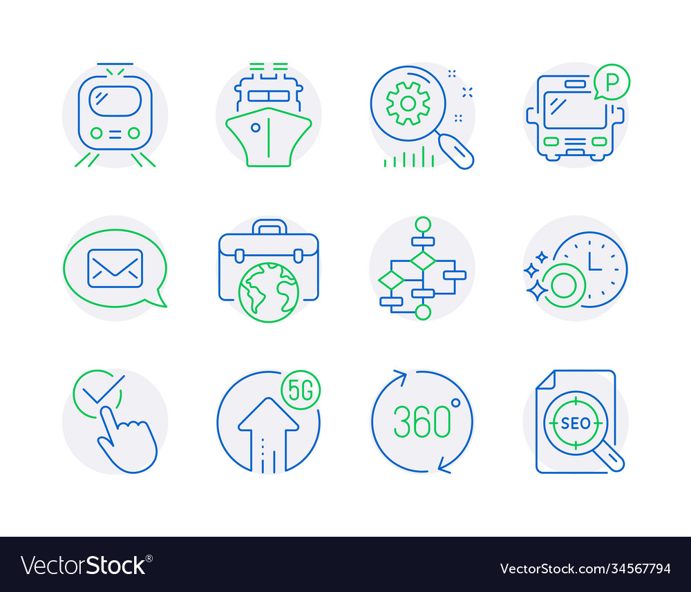 Technology icons set included icon as 5g upload Vector Image