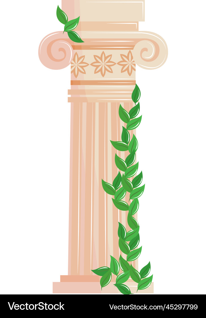 Column with branch greek culture Royalty Free Vector Image