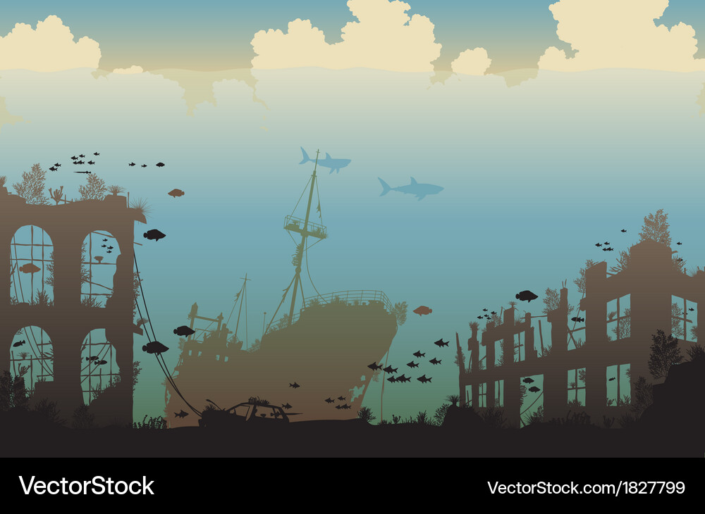 Ocean wreckage Royalty Free Vector Image - VectorStock