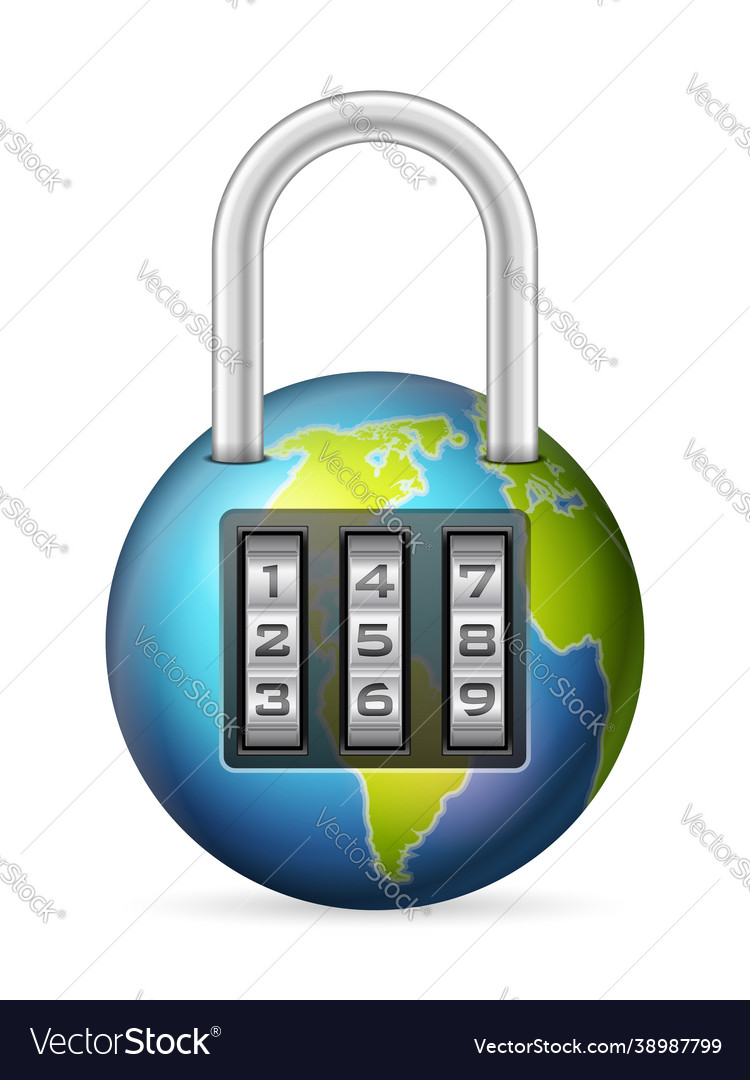Padlock globe Royalty Free Vector Image - VectorStock