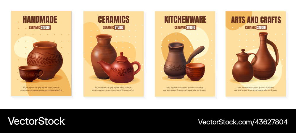 Handmade ceramics poster set Royalty Free Vector Image