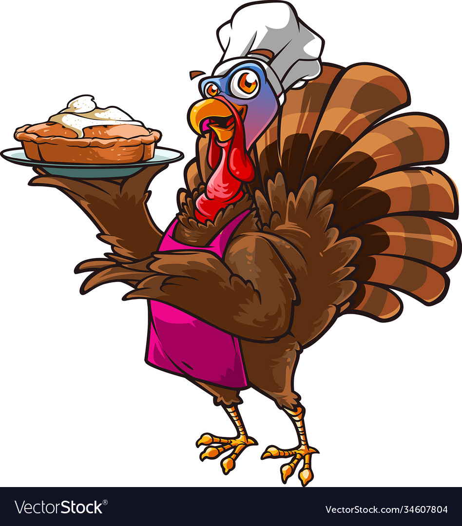 Thanksgiving turkey pumpkin pie Royalty Free Vector Image