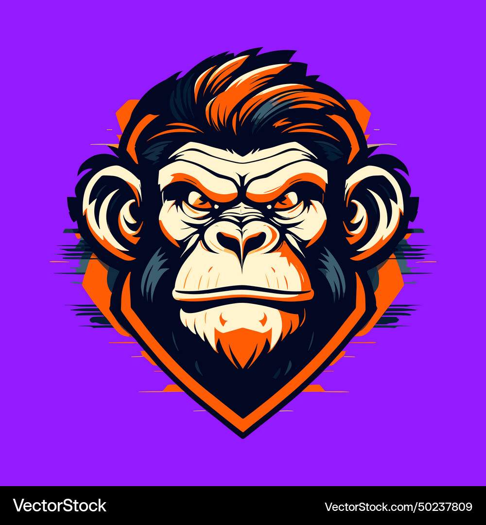 Angry Monkey Mascot Head Royalty Free Vector Image
