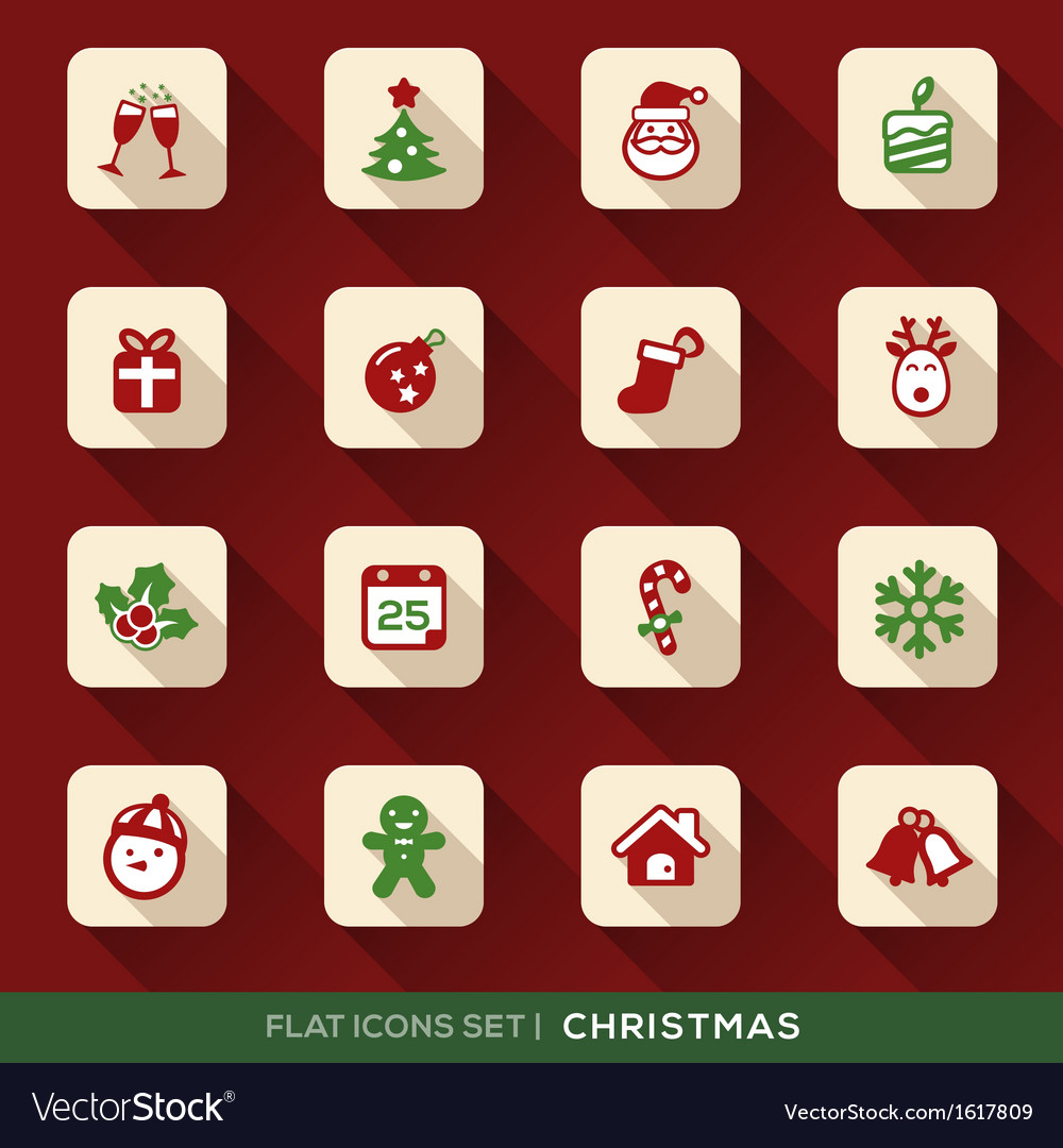Christmas flat icons set Royalty Free Vector Image